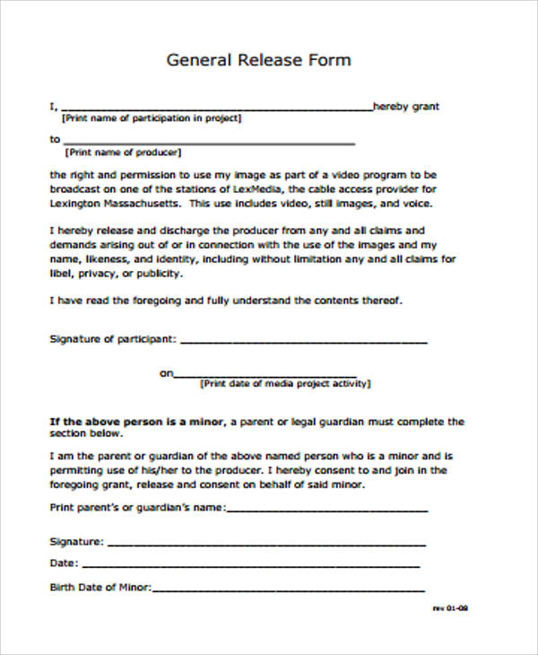 Free General Release Of Information Form Template Word Printable Templates