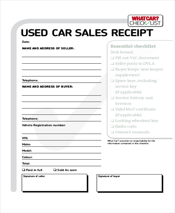 FREE 7 Cash Sale Receipt Samples In MS Word PDF