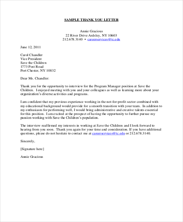 FREE 7 Personal Thank You Letter Samples In PDF