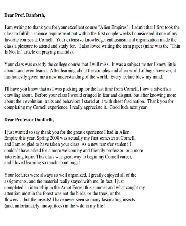 FREE 4 Sample Thank You Letter To Teacher From Student In MS Word PDF