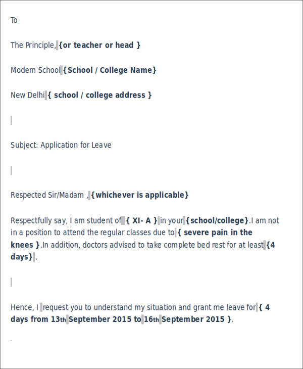 Sample Letter For Leave Of Absence From Work Due To Illness