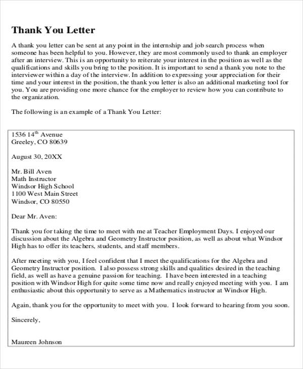 FREE 4 Sample Thank You Letter To Teacher From Student In MS Word PDF