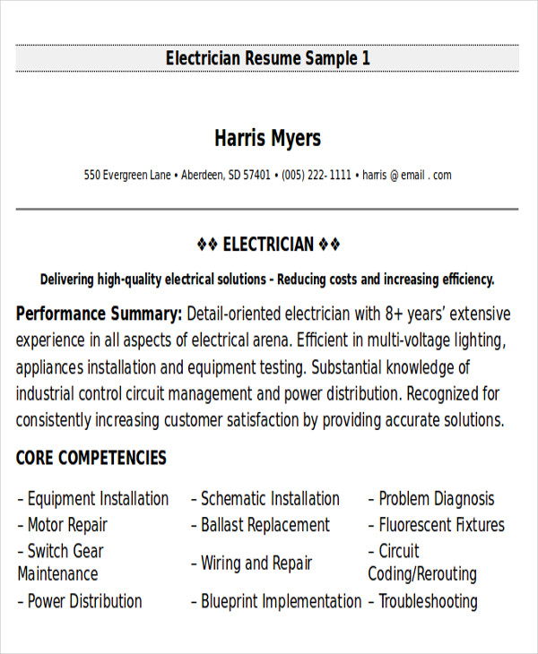 FREE 9 Sample Maintenance Technician Resume Templates In MS Word PDF