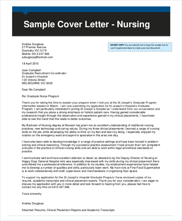 FREE 8 Nursing Cover Letter Templates In PDF MS Word