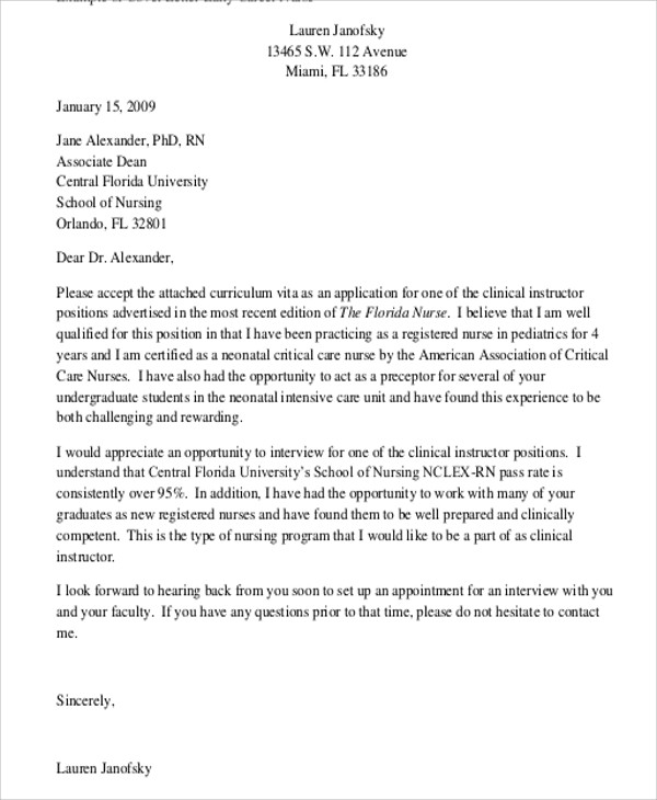 FREE 7 Graduate Nursing Cover Letter Templates In PDF