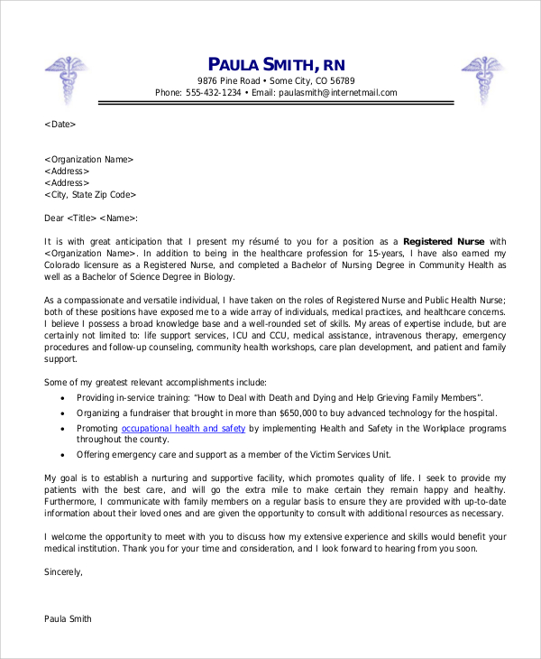 FREE 5 Nursing Cover Letter Formats In MS Word PDF