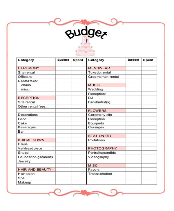FREE 7 Wedding Planner Printable Samples In MS Word PDF