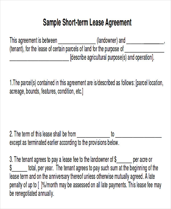 Short Term Rental Agreement 12 Free Word Pdf Documents Short Term 