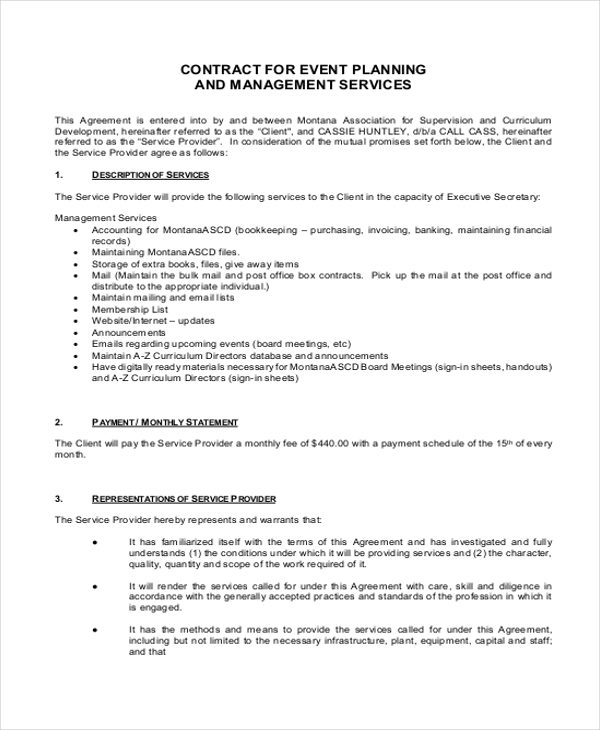 FREE 14 Event Planner Contract Samples In MS Word PDF Google Docs