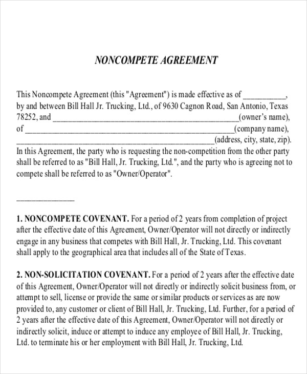 Sample Non Compete Agreement Classles Democracy