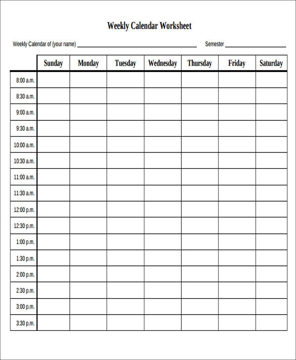 Blank Printable Weekly Schedule Template Printable Templates Free
