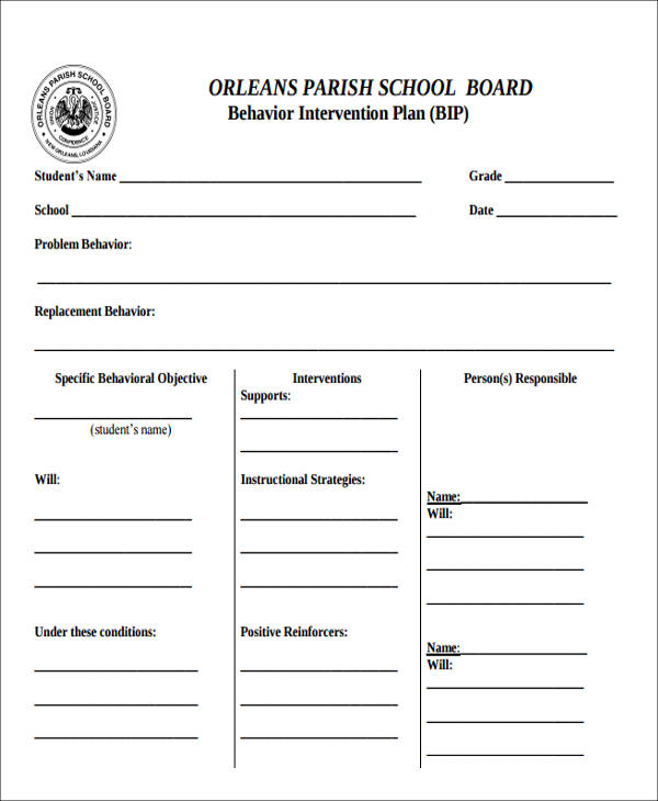 Behavior Plan Template TUTORE ORG Master Of Documents