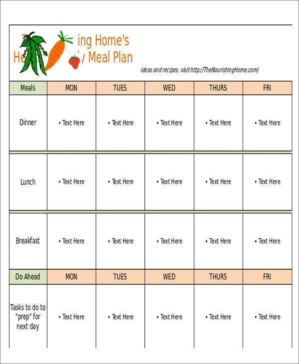 FREE 6 Printable Menu Planner Samples In MS Word PDF