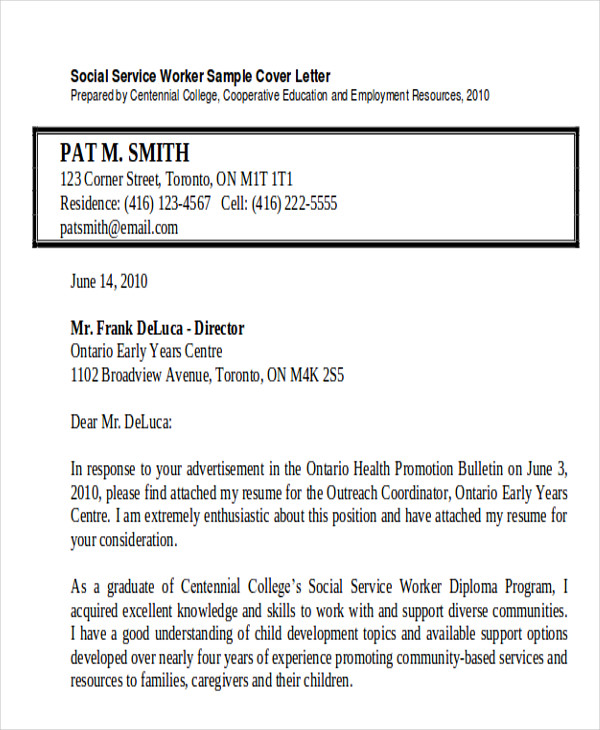 Social Service Cover Letter Sample For Your Needs Letter Template 