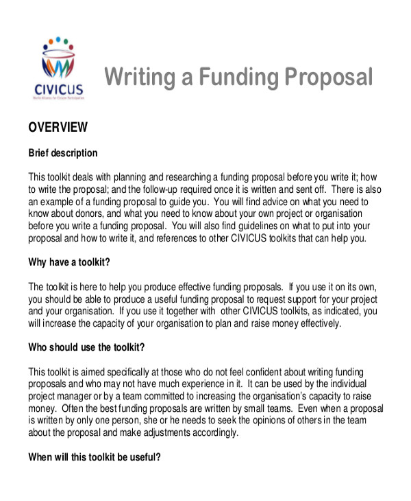 Examples Of Project Proposals For Funding