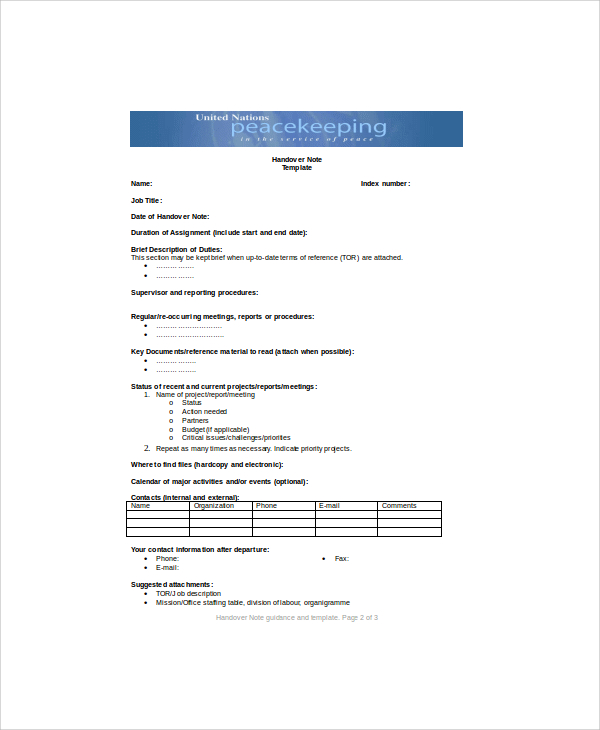 Sample Handover Report After Resignation Tutore