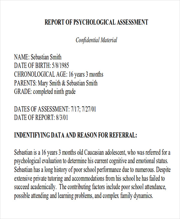 FREE 11 Assessment Report Format Samples In Google Docs MS Word