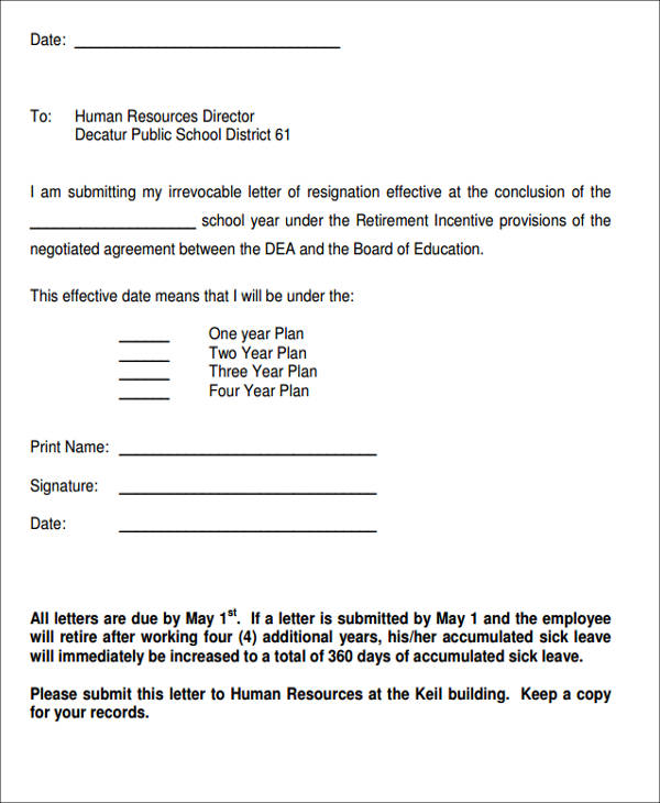 FREE 6 Retirement Resignation Letter Samples And Templates In PDF MS 