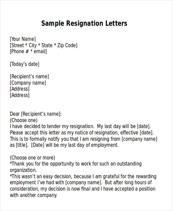 FREE 8 Sample Resignation Letter For New Job In PDF MS Word