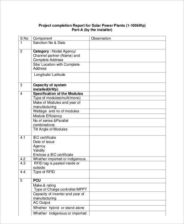 Manufacturing Project Report Sample PDF Template