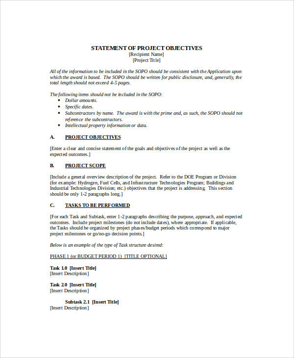 Examples Of Objective Statements