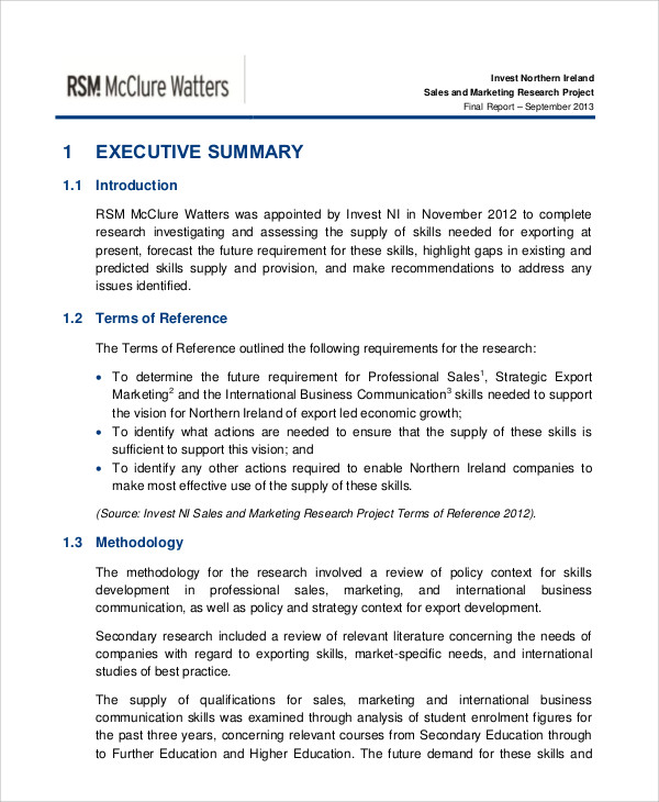 Business Project Report Sample Doc