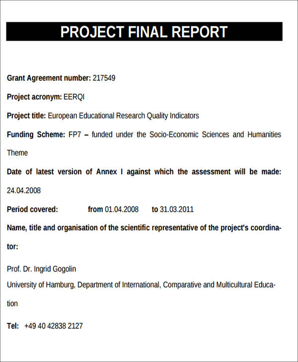 FREE 9 Sample Research Project Reports In PDF MS Word