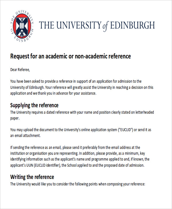 Academic Reference Letter Samples University Suggested Addresses For 