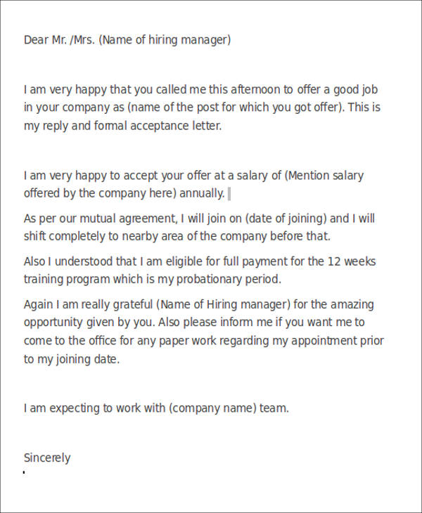 Thank You Letter To Hiring Manager After Job Offer For Your Needs 