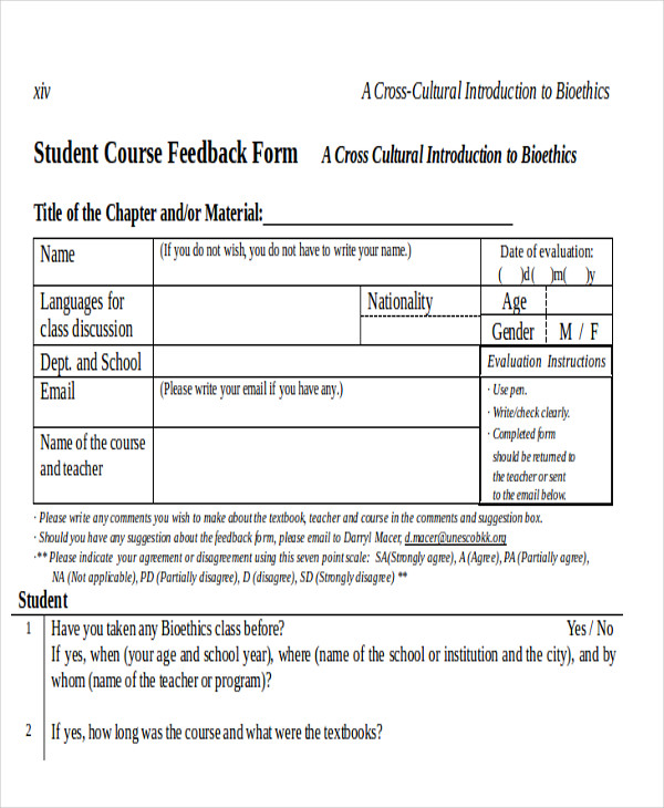 FREE 8 Sample Student Feedback Forms In MS Word FREE 8 Sample Student Feedback Forms In MS Word
