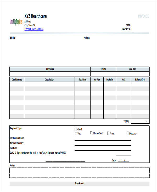Editable Free Medical Invoice Template Word Pdf Eforms Free Medical 