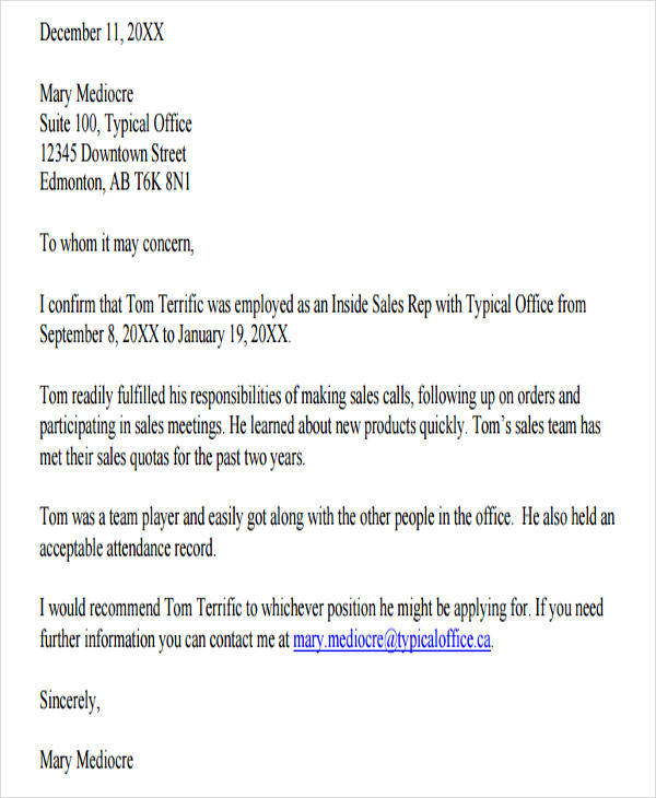 FREE 7 Sample Standard Reference Letter Templates In PDF MS Word