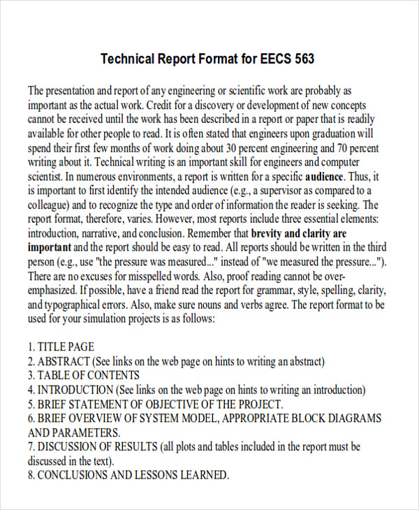 FREE 13 Sample Technical Reports In PDF MS Word