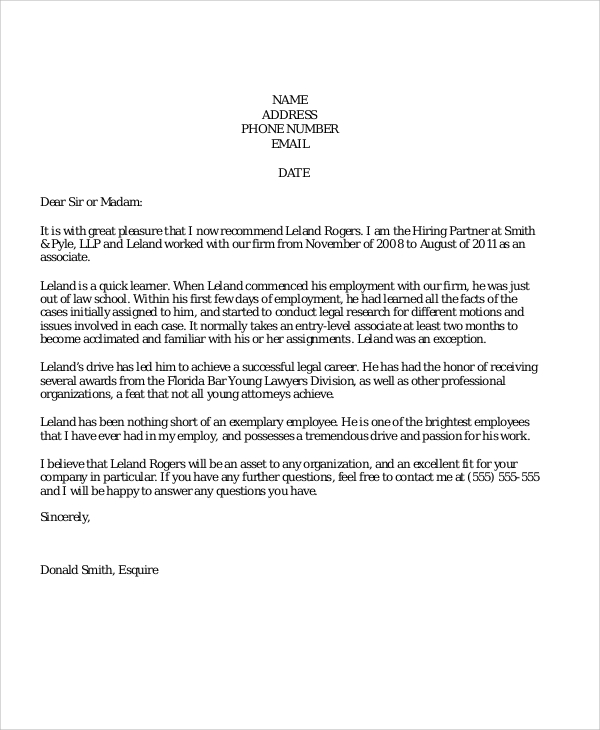 FREE 9 Sample Employee Recommendation Letter Templates In MS Word PDF