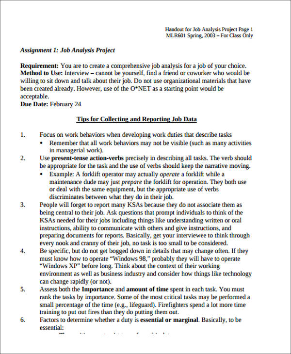 FREE 10 Sample Job Analysis Reports In PDF MS Word Google Docs Pages