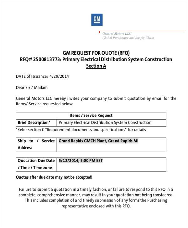 Quotation Email Template DocTemplates