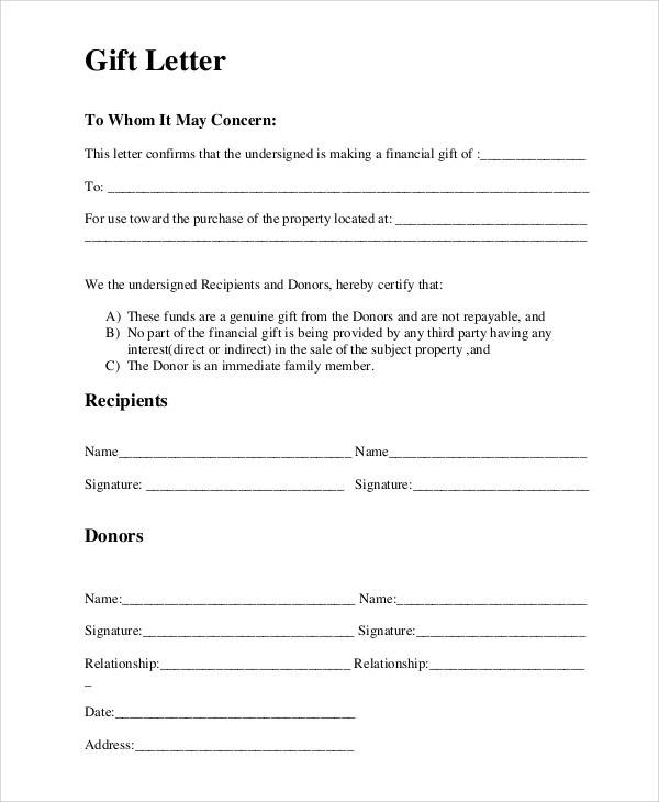FREE 52 Sample Gift Letter Templates In PDF MS Word Pages Google 