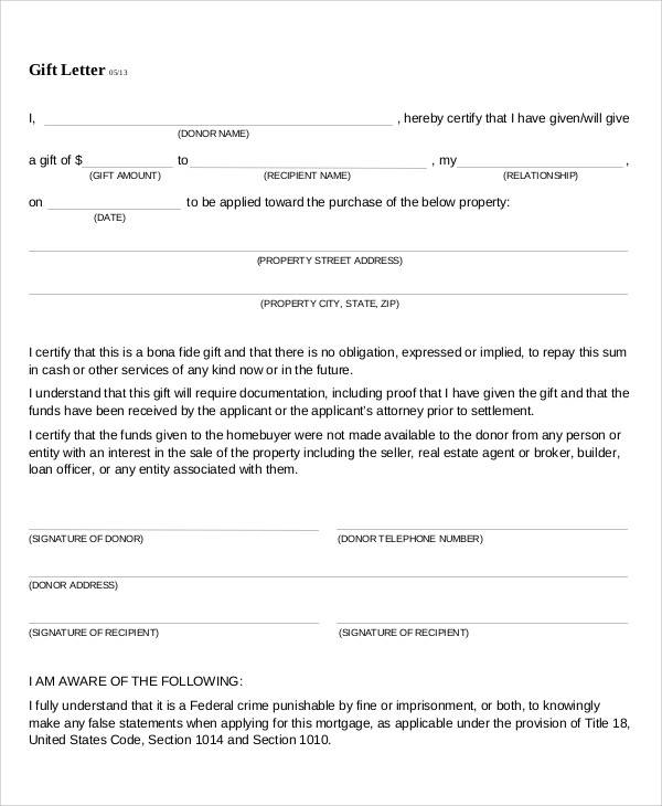 FREE 45 Sample Gift Letter Templates In PDF MS Word Pages Google 