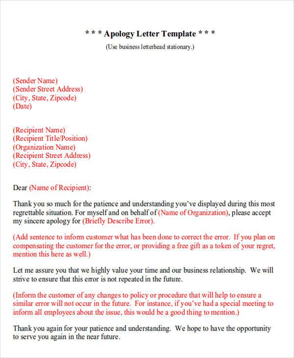 32 Formal Apology Letters Sample Templates