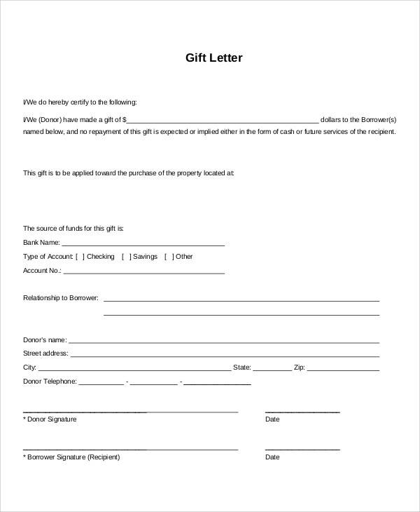 FREE 52 Sample Gift Letter Templates In PDF MS Word Pages Google 