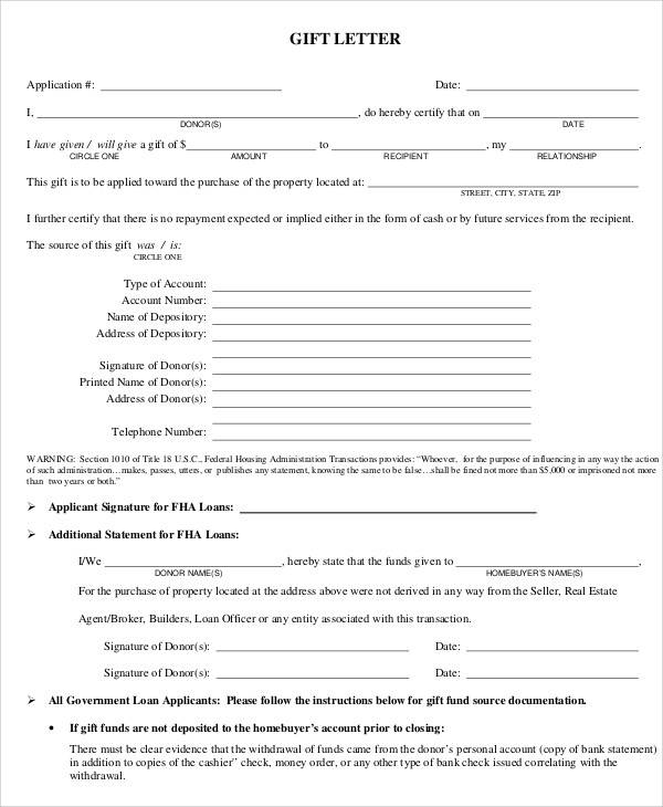 FREE 45 Sample Gift Letter Templates In PDF MS Word Pages Google 