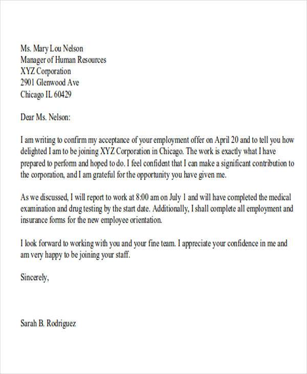 FREE 14 Job Acceptance Letter Templates In PDF MS Word