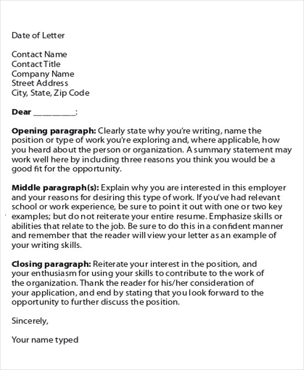 Writing A Application Letter For Employment