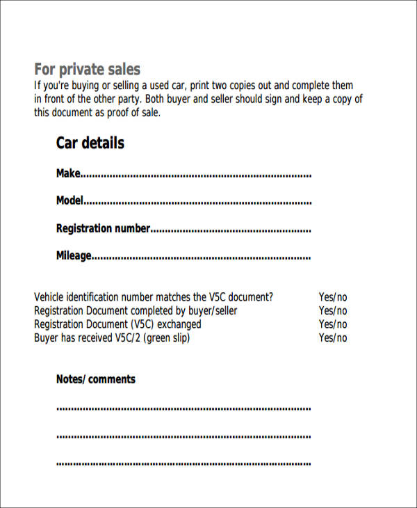 Used Car Purchase Receipt TUTORE ORG Master Of Documents