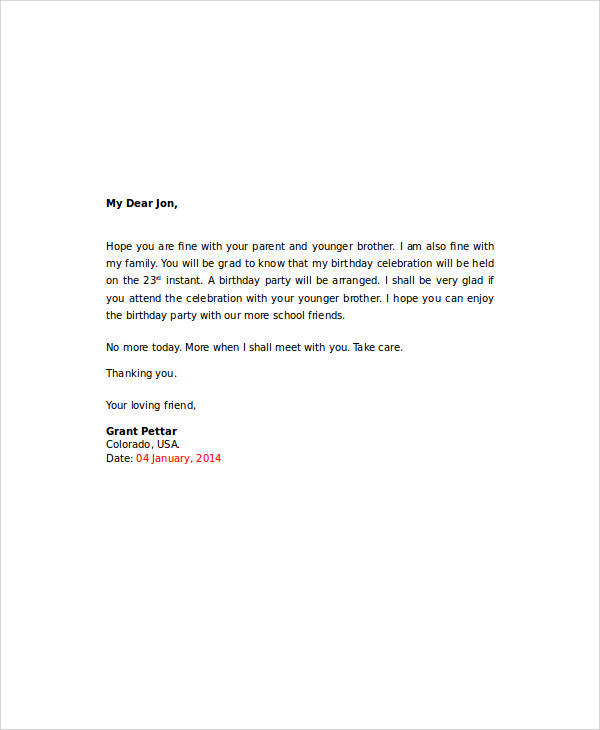 Birthday Party Invitation Formal Letter Best Design Idea