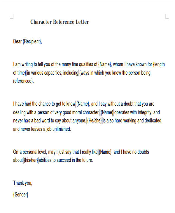 School Essay Good Character Reference Letter