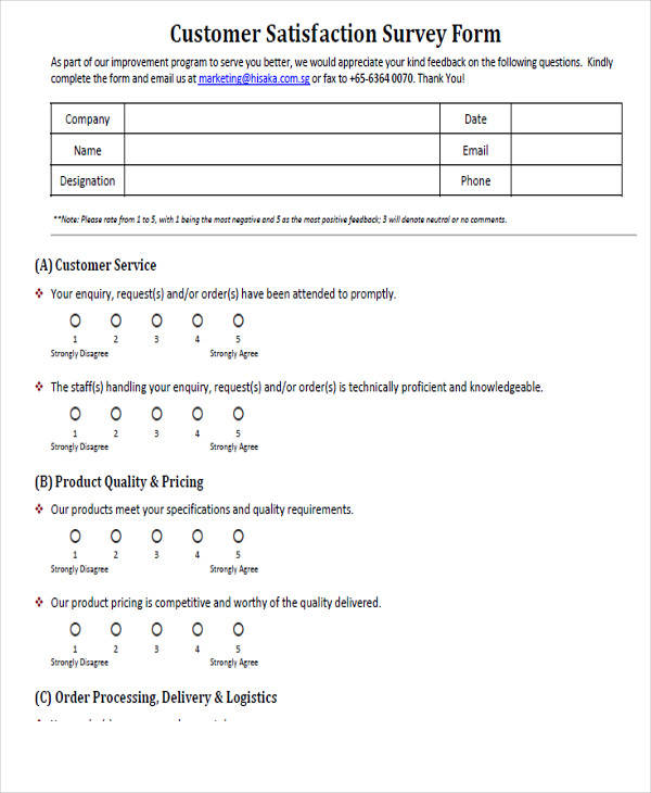 FREE 8 Printable Survey Forms In PDF MS Word