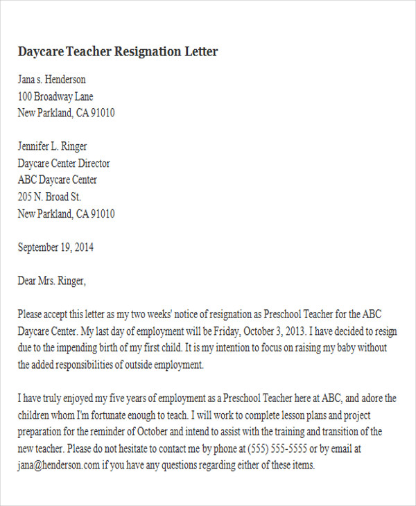 FREE 64 Sample Resignation Letter Templates In PDF MS Word