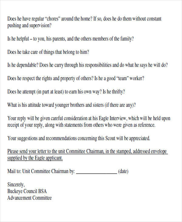 Family Member Eagle Scout Letter Of Recommendation Sample From Parents 