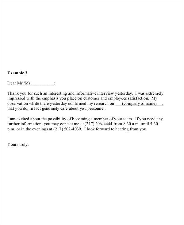 Thank You Letter Example Gambaran
